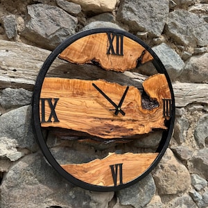 Winter Garden Gift, Natural Wood Clock, Silent Clock Mechanism, Rustic ...