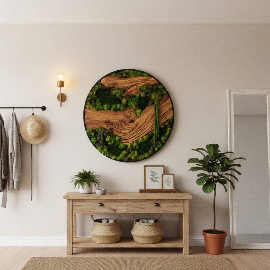 Custom Made Moss Wood Wall Art, Olive Wood and Moss Wall Art, Preserved ...
