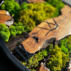 Handmade Olive Wood Natural Wall Decoration Design Clock, Moss Wall ...
