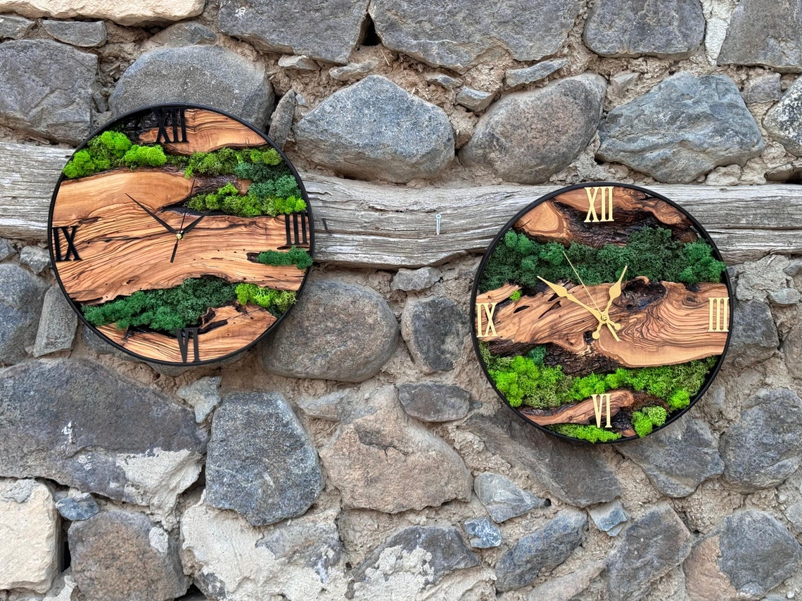 Decorative Live Edge Wooden Wall Clock , Rustic Tree Slice Wall Clock ...