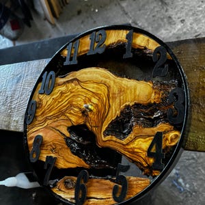 Wooden Wall Clock for Office, Christmas Gift, Unique Bespoke Olive Wood ...