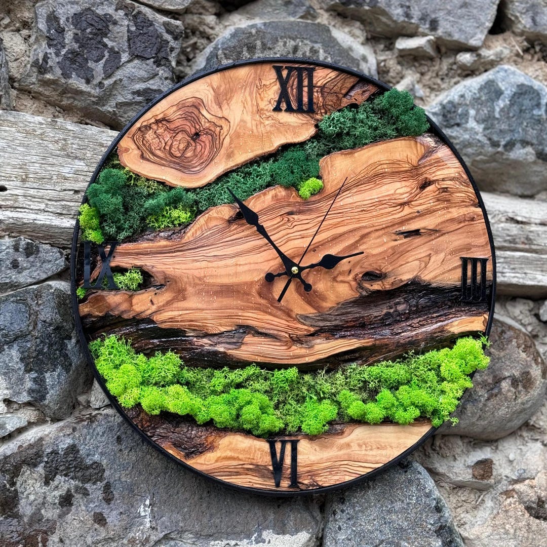 Large Wall Clock, Custom Wall Clock, Handcrafted Rustic Tree Slice Wall ...