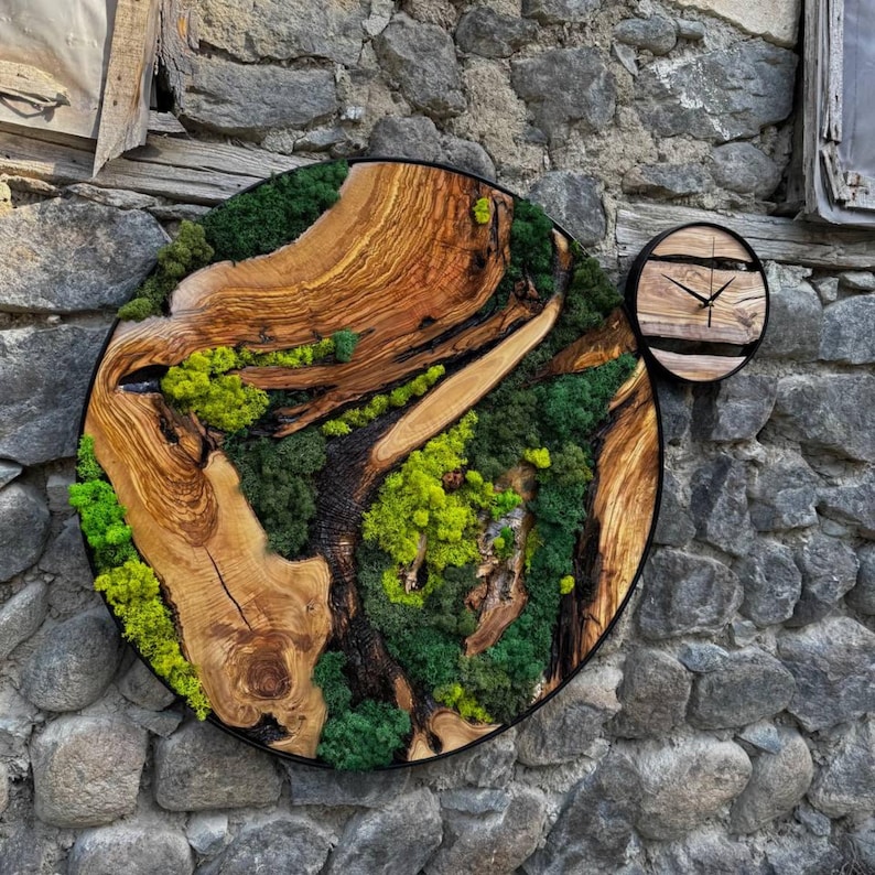 Metal Frame Moss Wall Decor, Custom Made Moss Wood Wall Art, Olive Wood ...