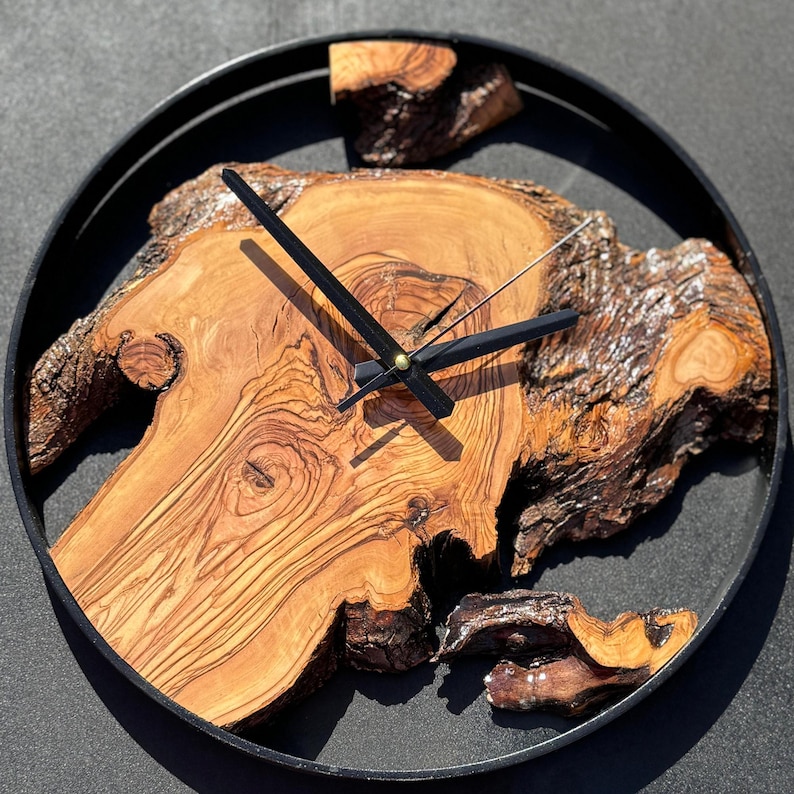 Custom Made Metal & Wood Wall Clock, Olive Wooden Rustic Wall Clock ...