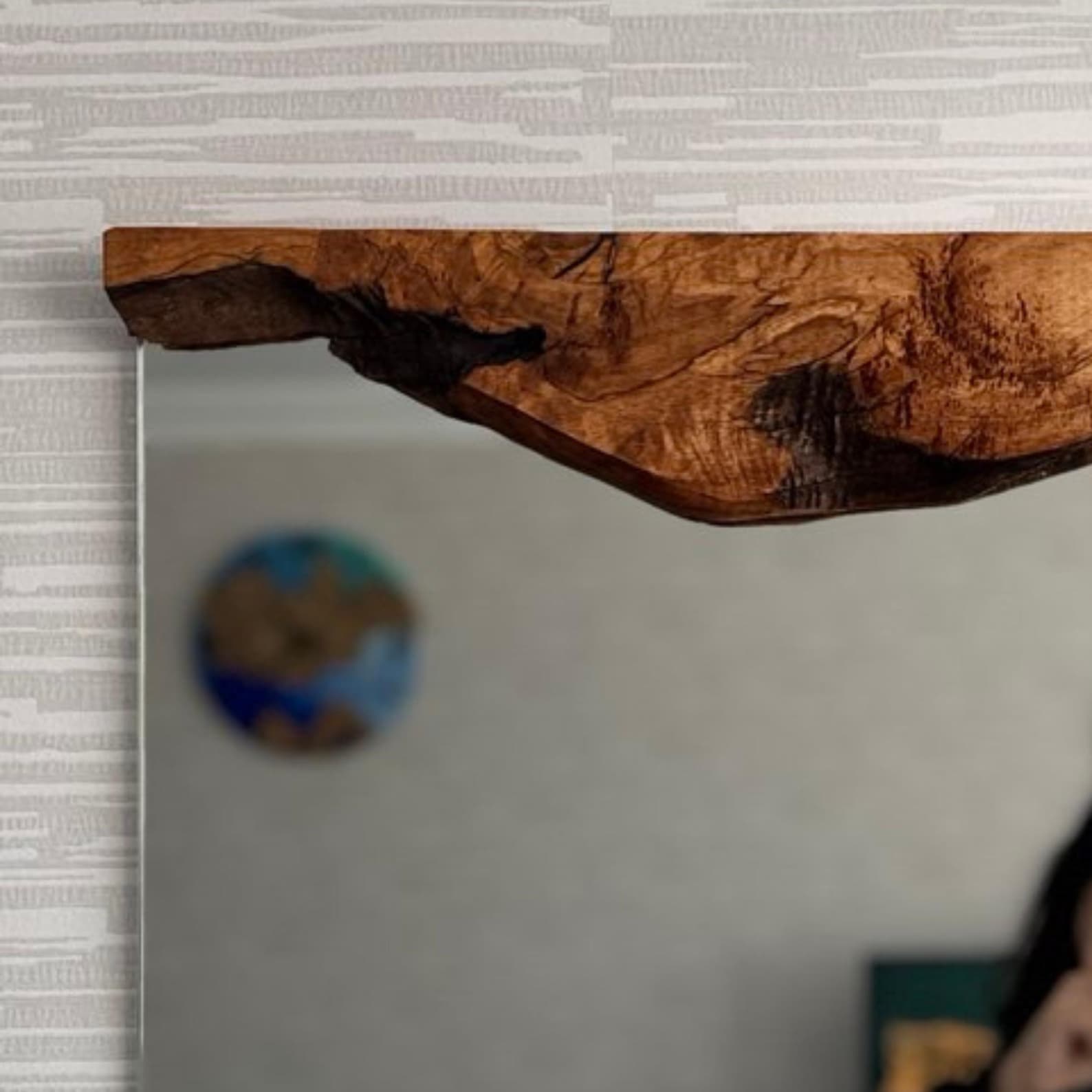 Olive Wood & Mirror, Asymmetrical Mirror, Natural Design Wooden Mirror ...