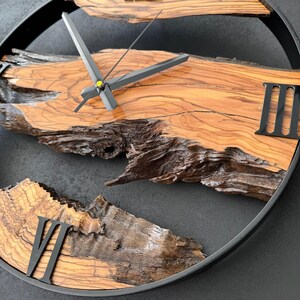 Large Wall Clock, Live Edge Clock, Olive Wood Wall Clock, Farmhouse ...
