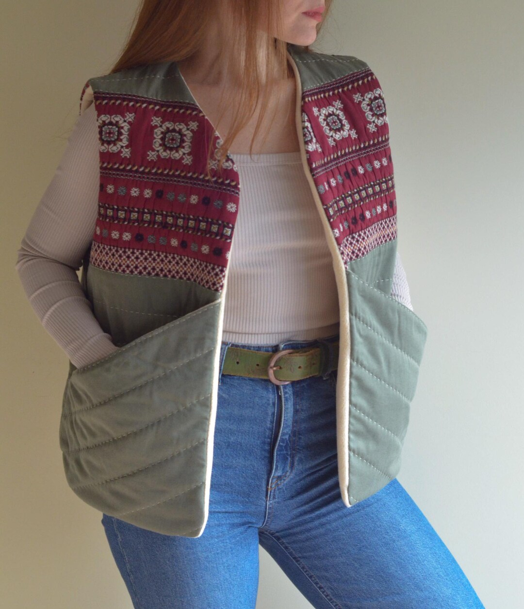 Quilted Upcycled Handmade Vest Quilt Vest Quilted Waistcoat for Women ...