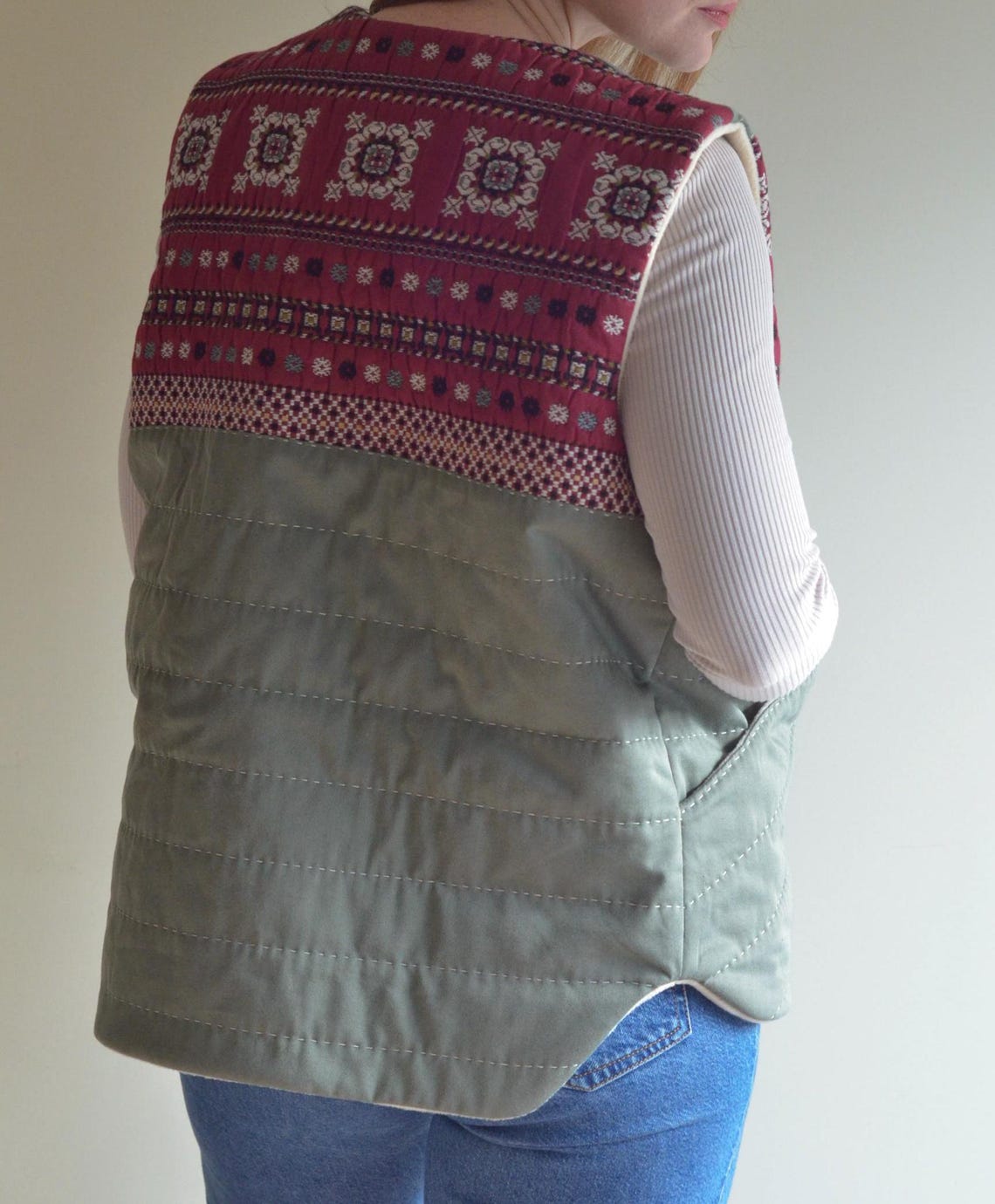 Quilted Upcycled Handmade Vest Quilt Vest Quilted Waistcoat for Women ...