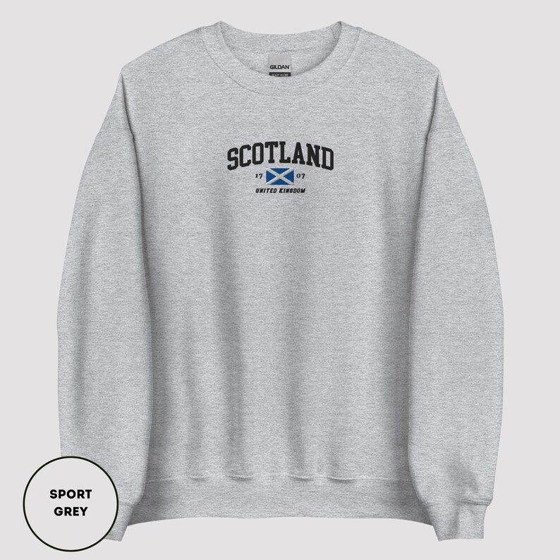 Scotland Embroidered Sweatshirt UK Crewneck Scottish Flag Embroidered ...
