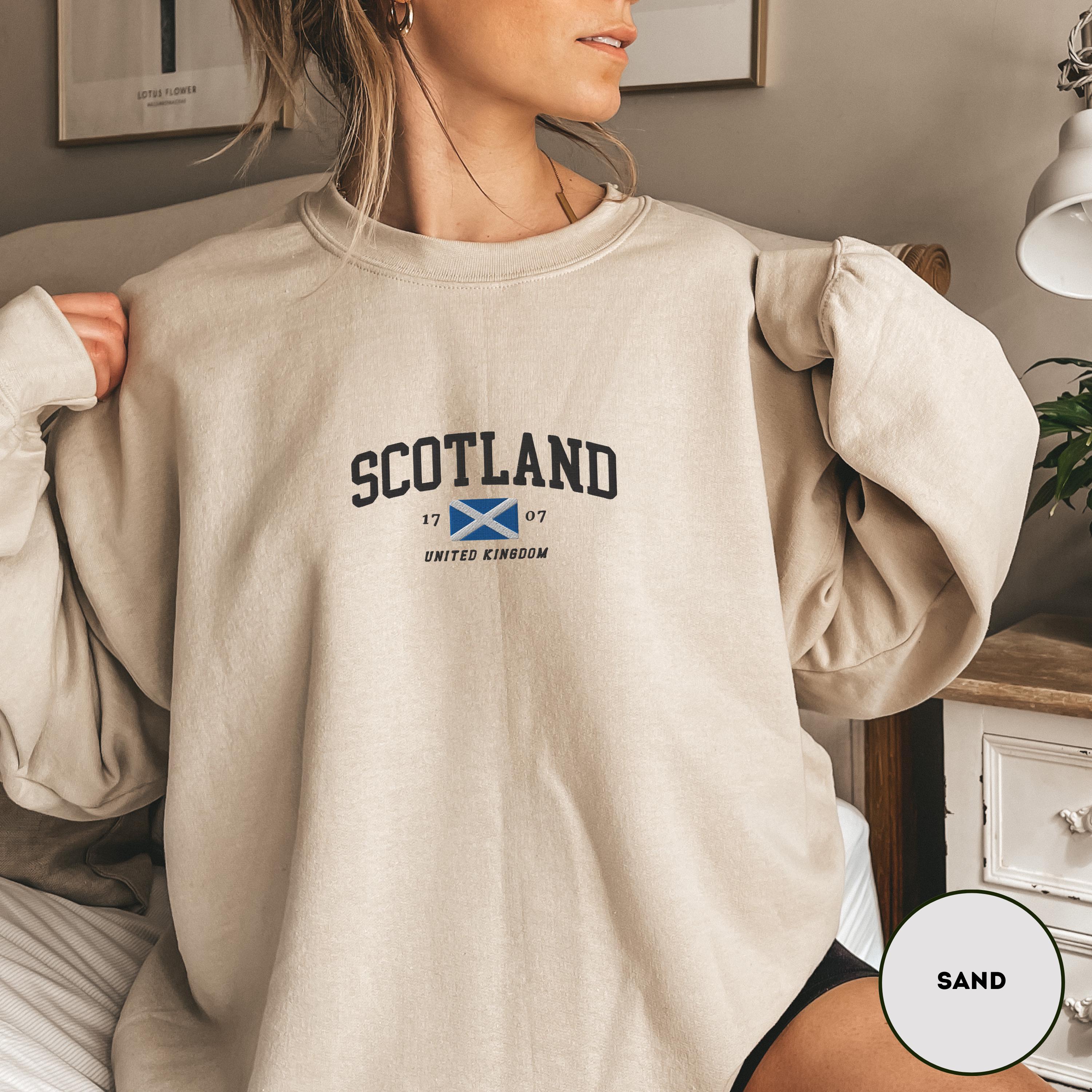 Scotland Embroidered Sweatshirt UK Crewneck Scottish Flag Embroidered ...