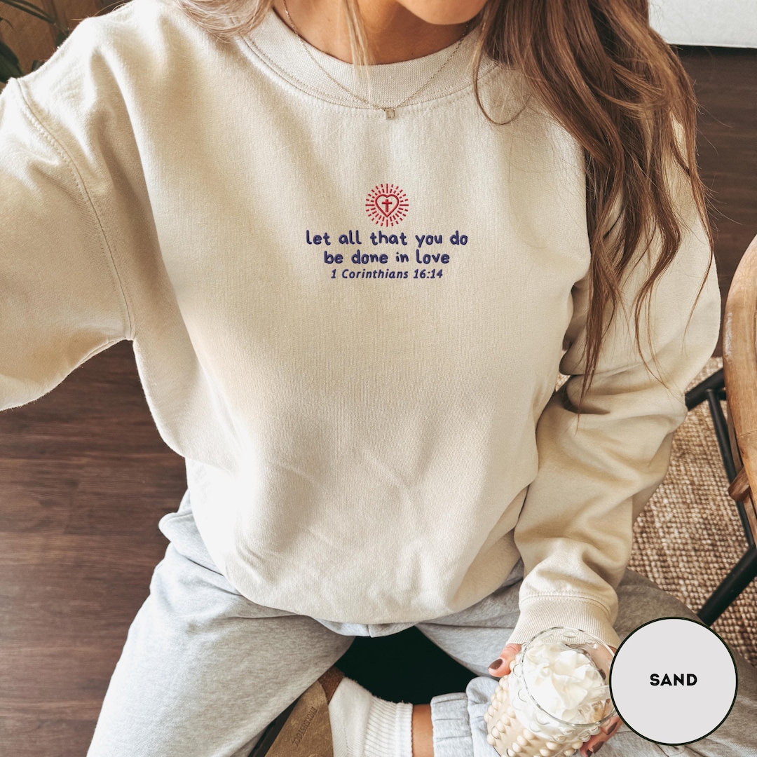 Embroidered Bible Verse Sweatshirt Christian Embroidery Crewneck Bible ...