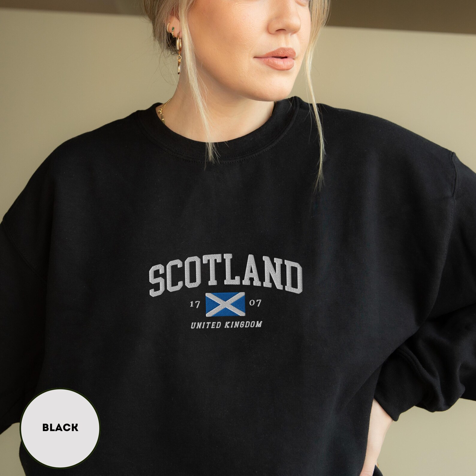 Scotland Embroidered Sweatshirt UK Crewneck Scottish Flag Embroidered ...