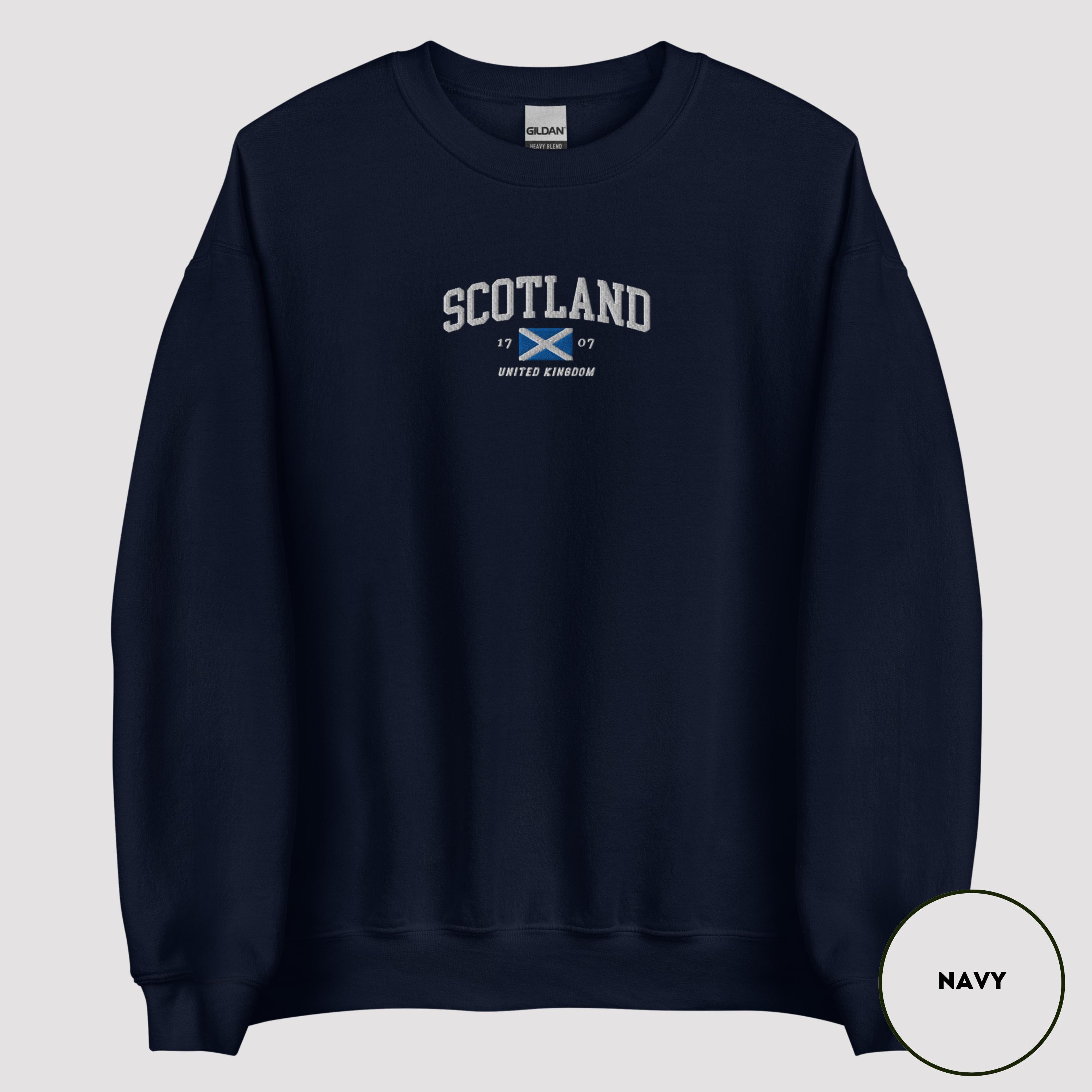 Scotland Embroidered Sweatshirt UK Crewneck Scottish Flag Embroidered ...