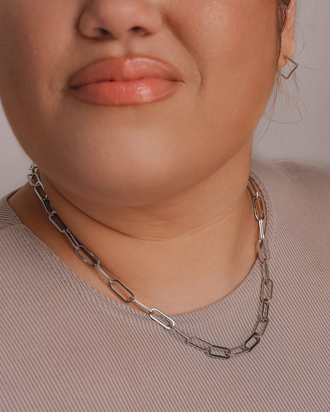 Large Chain Link Necklace by Sainte Lux Trendy Paper Clip Necklace ...