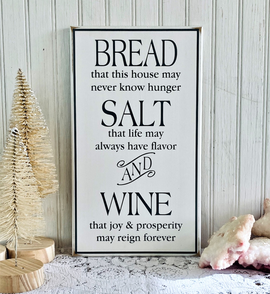 Bread Salt Wine Home Blessing Wood Sign Handcrafted Housewarming Gift ...