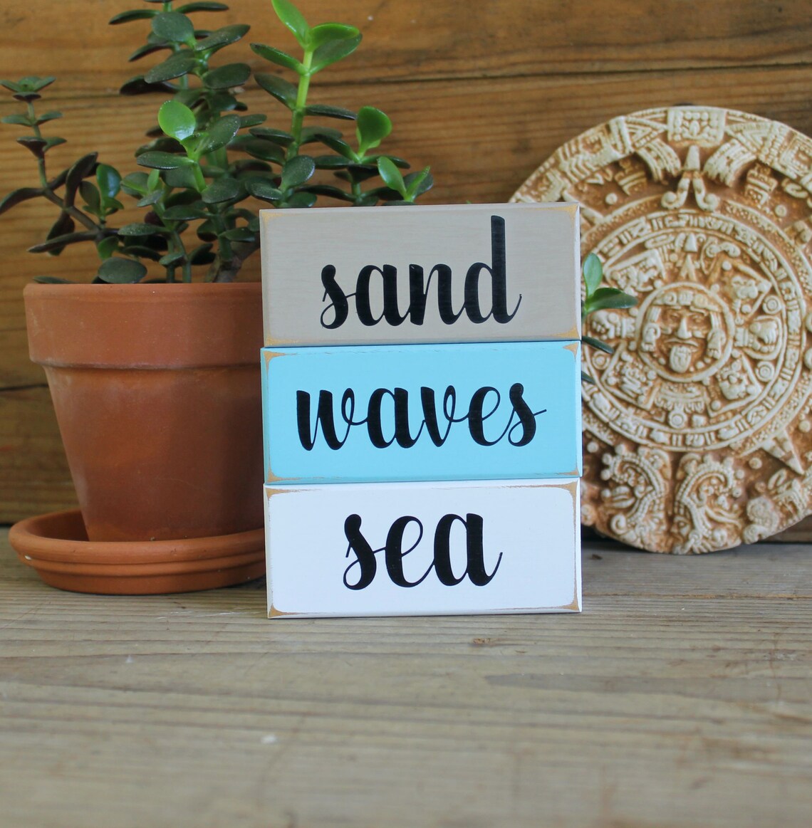 Beach Sign Mini Shelf Sitter Blocks Sand Waves Sea Stacking - Etsy