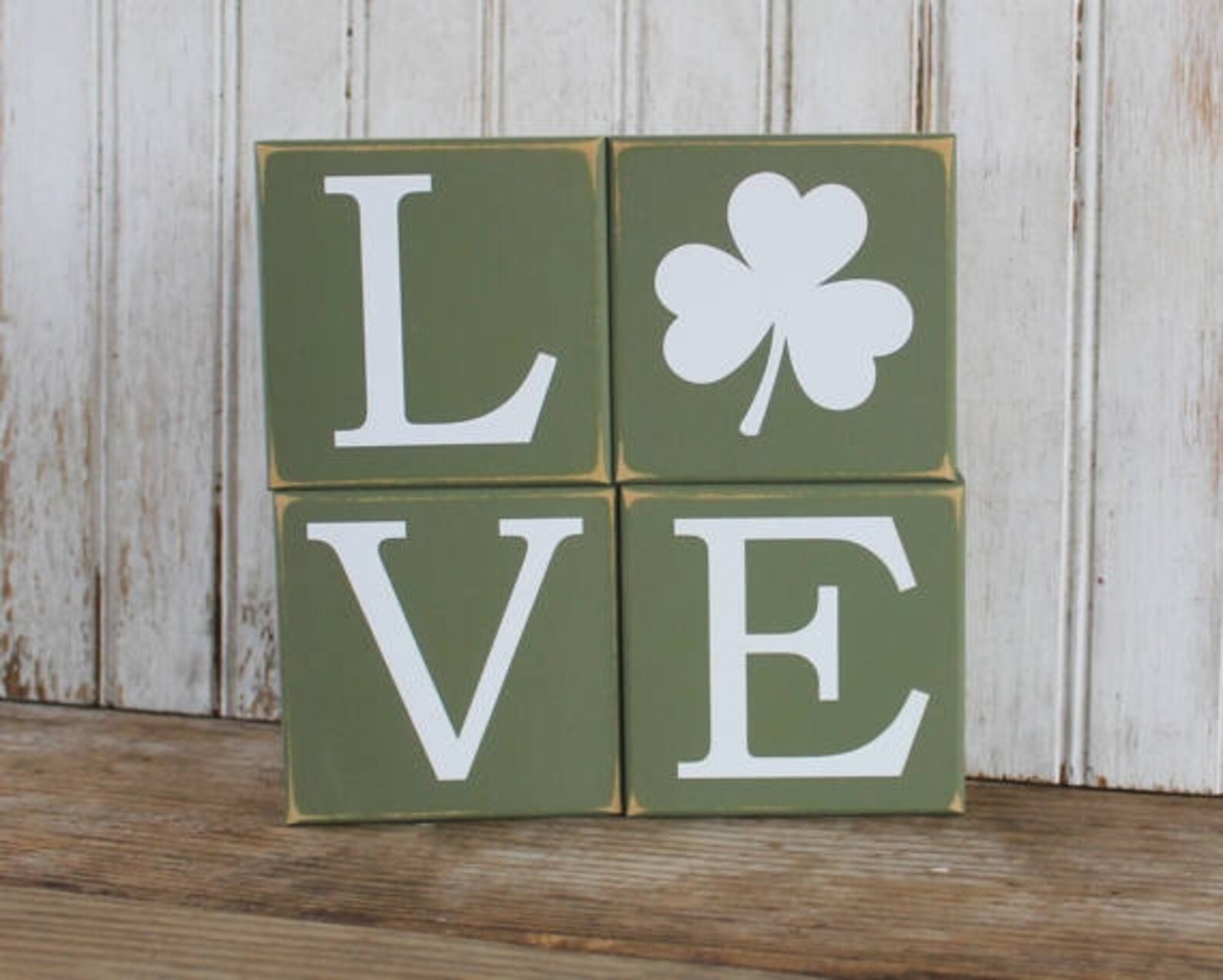 Shamrock LOVE Shelf Sitter Blocks Sign Irish St. Patrick's | Etsy