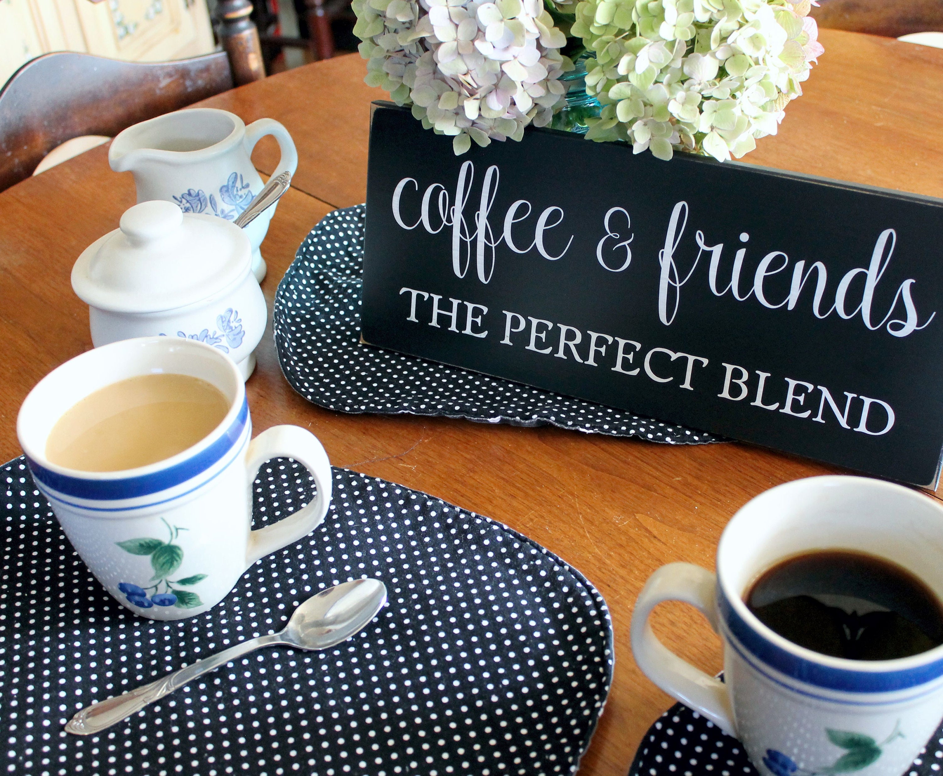 Coffee and Friends Perfect Blend, Wood Sign, Kitchen Decor, Coffee Sign ...