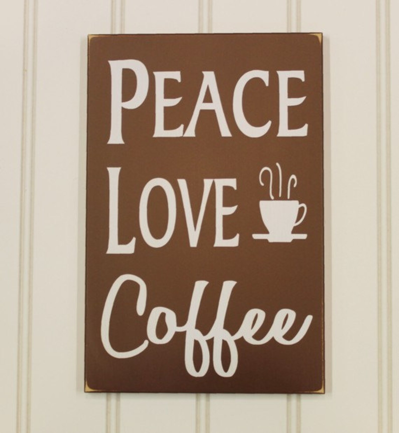Peace Love Coffee Wood Sign Kitchen Decor Wall Art coffee - Etsy