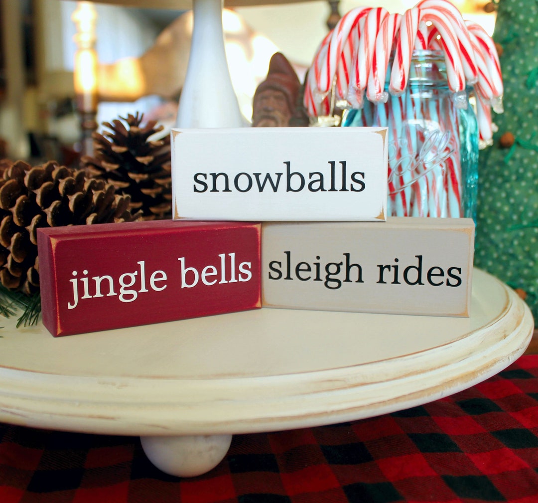 Snowballs Jingle Bells Sleigh Rides Stacking Blocks, Tiered Tray Decor ...