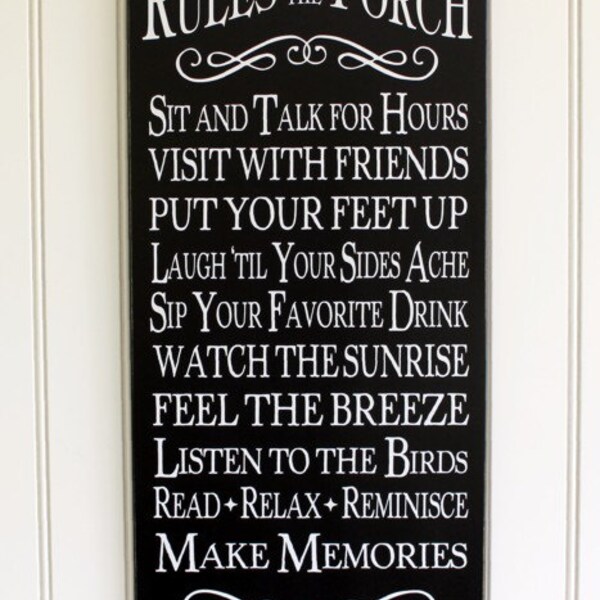 Porch Rules Sign - Etsy