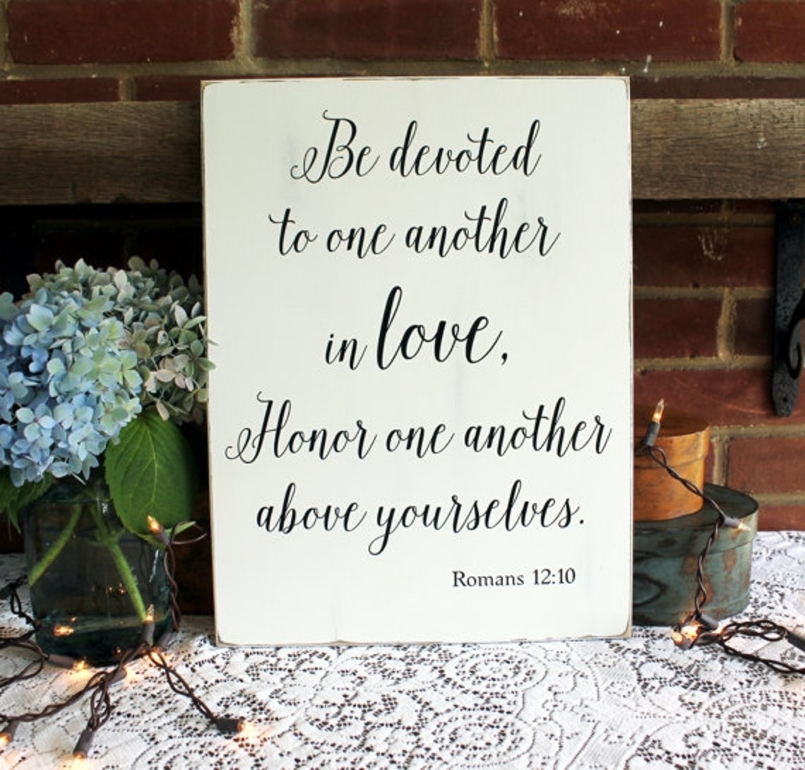 Wedding Sign Be Devoted to One Another in Love Romans 12:10 - Etsy