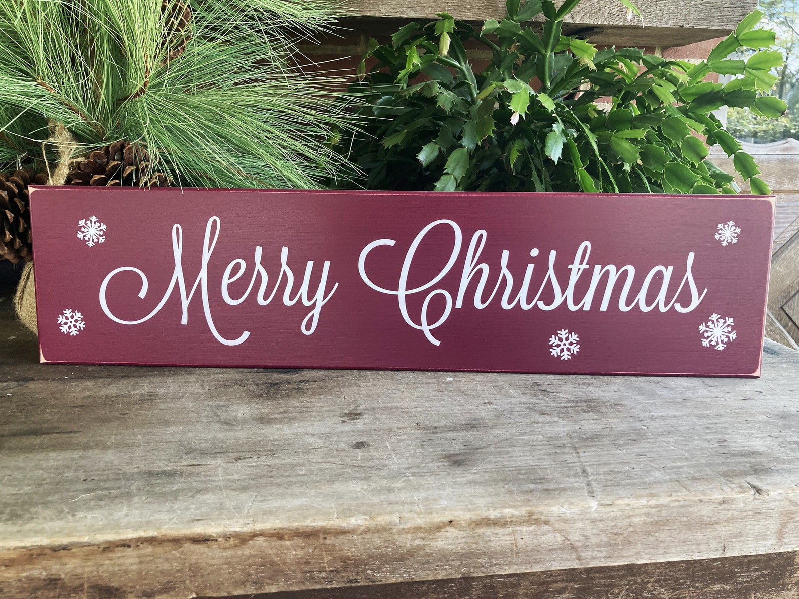Merry Christmas Sign, Painted Wood Holiday Mantel Decor - Etsy