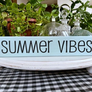 Summer Vibes Shelf Sitter Sign Block for Tiered Tray and Summer ...
