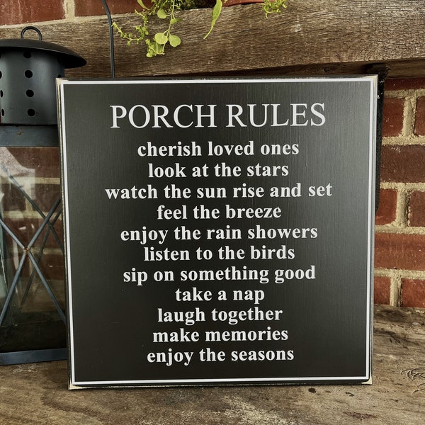 Porch Rules Sign - Etsy