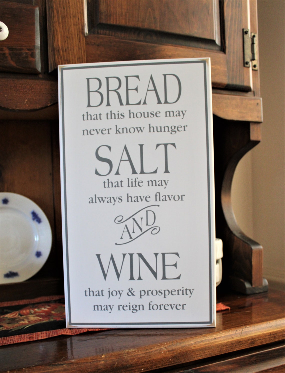 Bread Salt Wine Home Blessing Wood Sign Handcrafted - Etsy