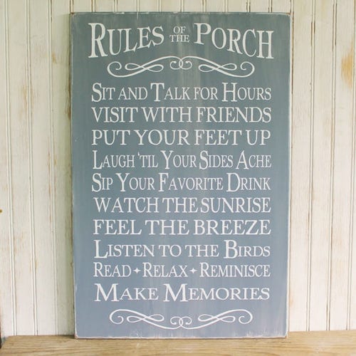 Porch Rules Sign Metal Sign Wall Decor - Etsy