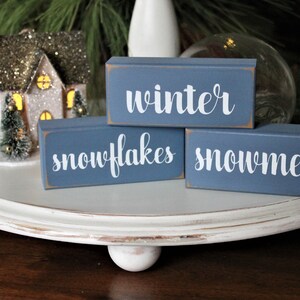 Winter Snowflakes Snowmen Stacking Blocks, Winter Sign, Mini Shelf ...
