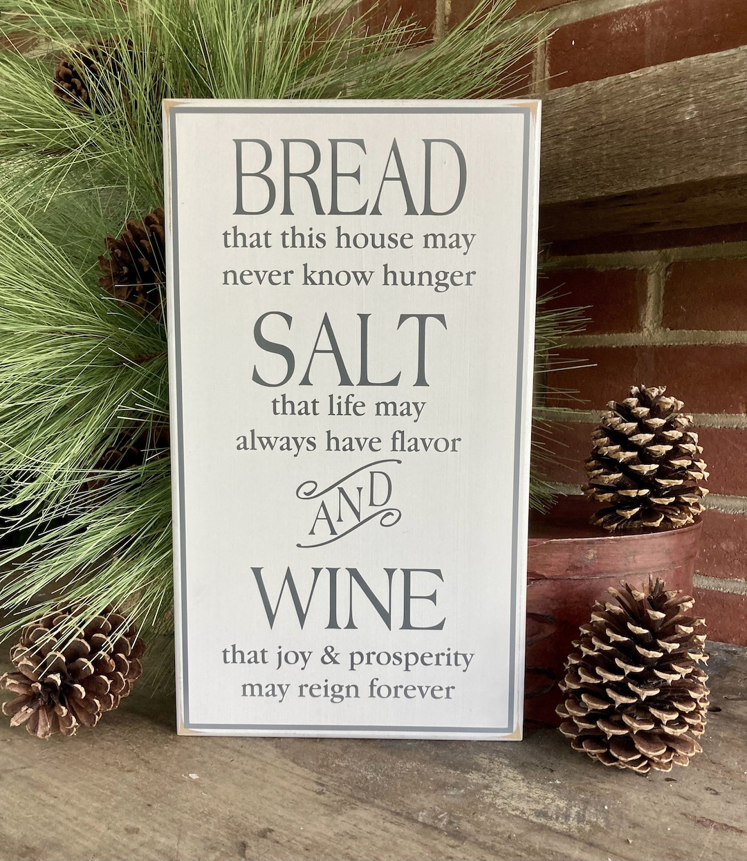 Bread Salt Wine Home Blessing Wood Sign Handcrafted Housewarming Gift ...