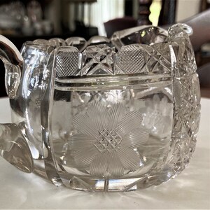 Vintage Crystal Small Pitcher or Creamer Pretty Floral Design - Etsy