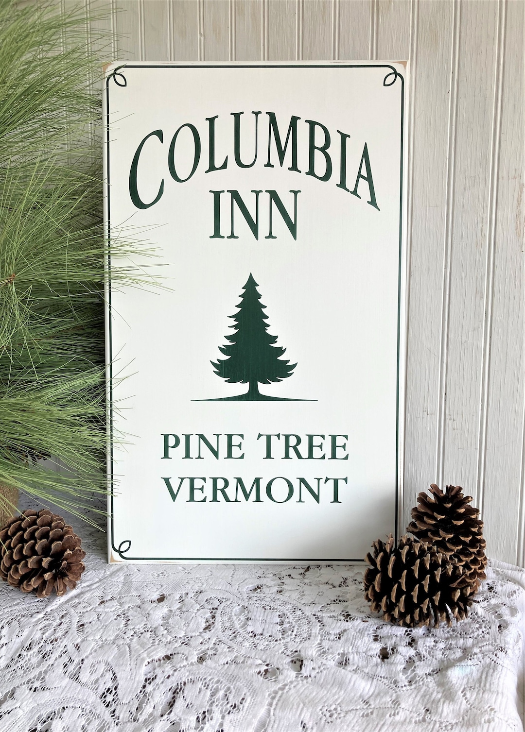White Christmas Sign Columbia Inn Sign Wood Sign Holiday Decor Pine ...