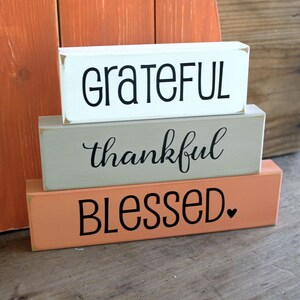 Grateful Thankful Blessed Autumn Stacking Blocks Shelf - Etsy