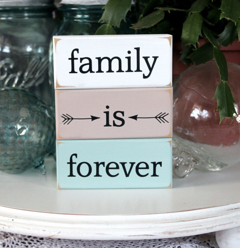 Family is Forever Mini Shelf Sitter Blocks - Inspirational- Stacking ...
