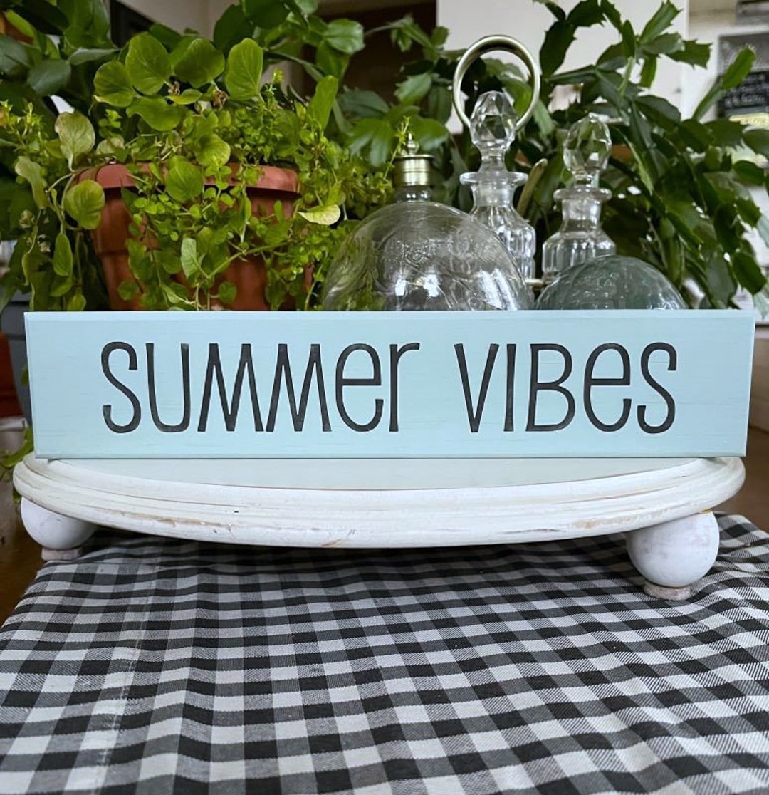 Summer Vibes Shelf Sitter Sign Block for Tiered Tray and Summer ...