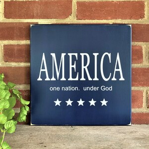 America One Nation Under God Handcrafted Wood Sign Patriotic Americana ...