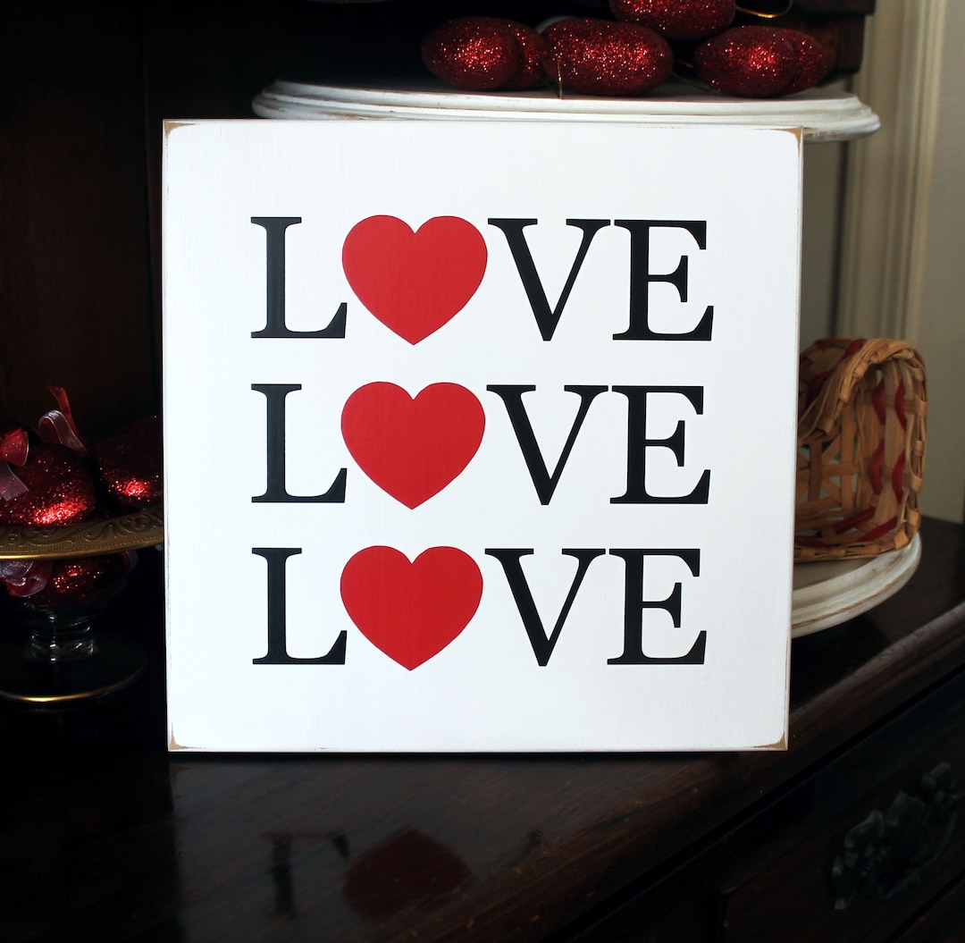 Love Sign / Valentine / Valentine's Day Decor / Red Hearts / Valentine ...