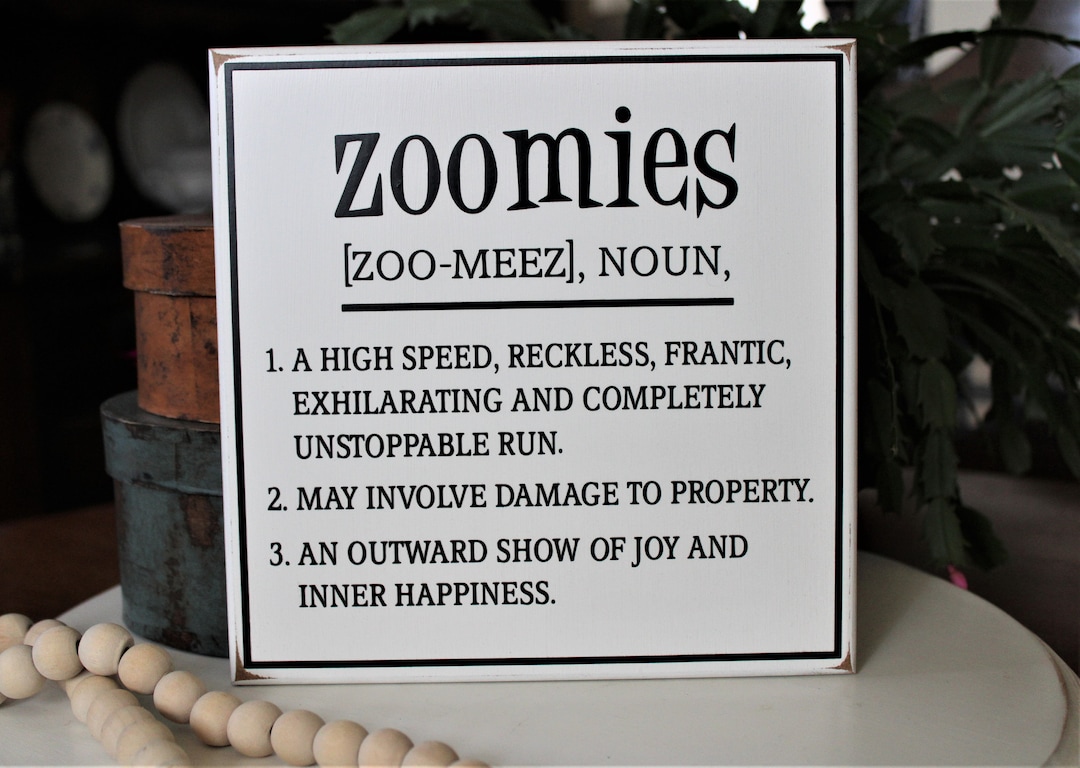 Zoomies Definition Dog Sign or Cat Sign Dog Gift Dog Mom Dog Dad Crazy ...