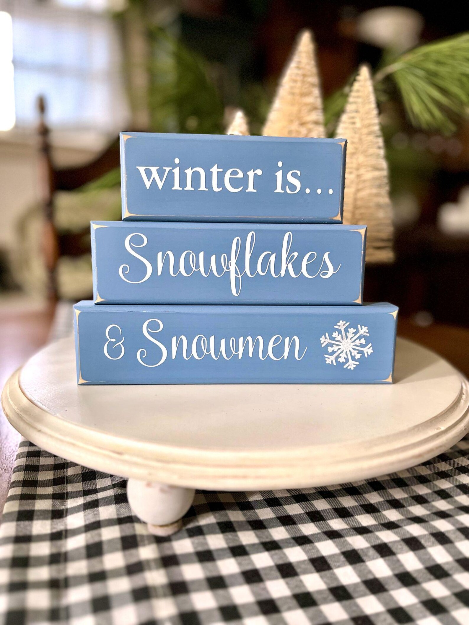 Winter is Snowflakes and Snowmen Winter Stacking Blocks Snow Sign - Etsy