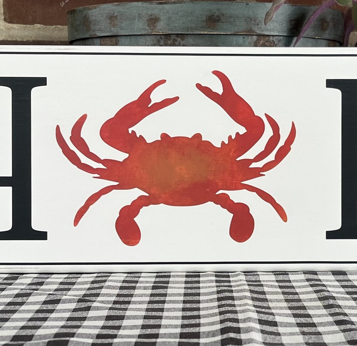 Home Crab Wood Sign by the Bay Handcrafted Beach House Beach Cottage ...