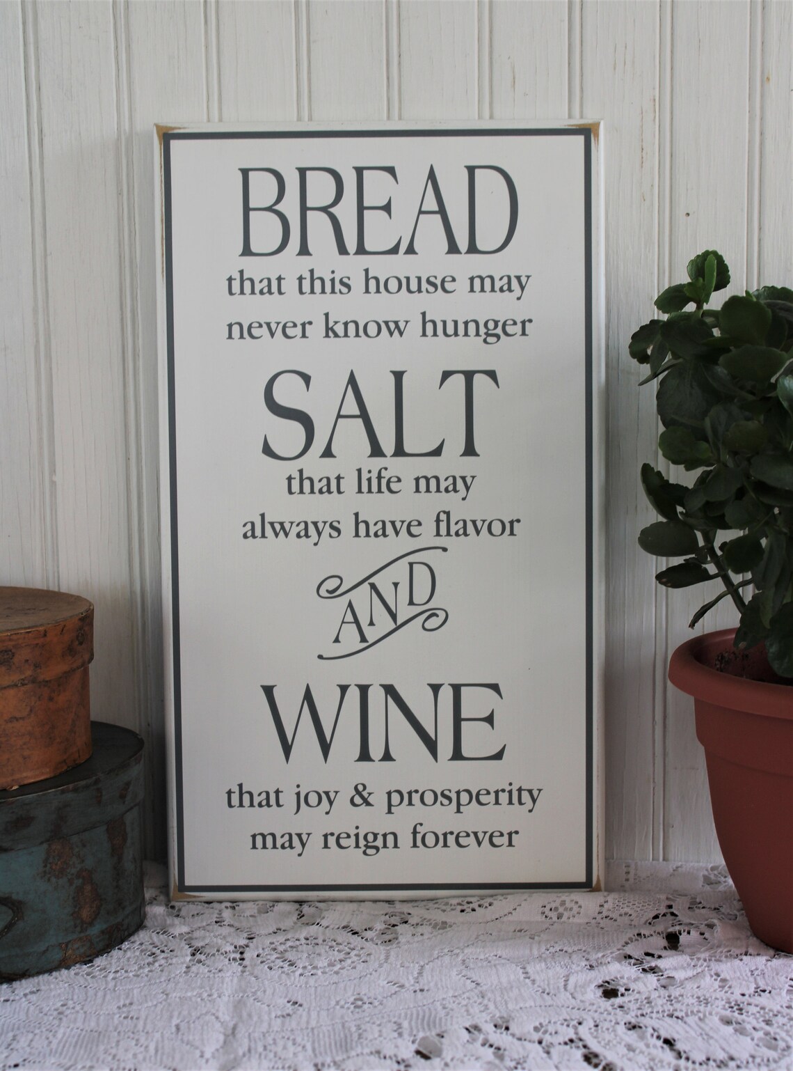 Bread Salt Wine Home Blessing Wood Sign Handcrafted - Etsy