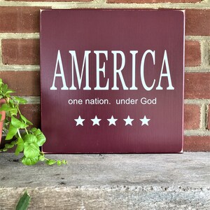 America One Nation Under God Handcrafted Wood Sign Patriotic Americana ...