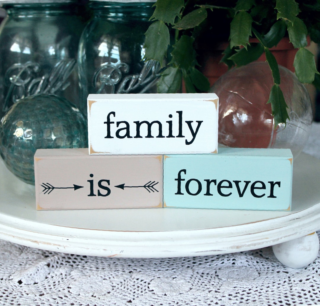 Family is Forever Mini Shelf Sitter Blocks - Inspirational- Stacking ...