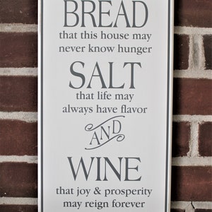 Bread Salt Wine Home Blessing Wood Sign Handcrafted Housewarming Gift ...