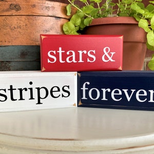 Stars and Stripes Forever Mini Shelf Sitter Blocks, 4th of July Wood ...