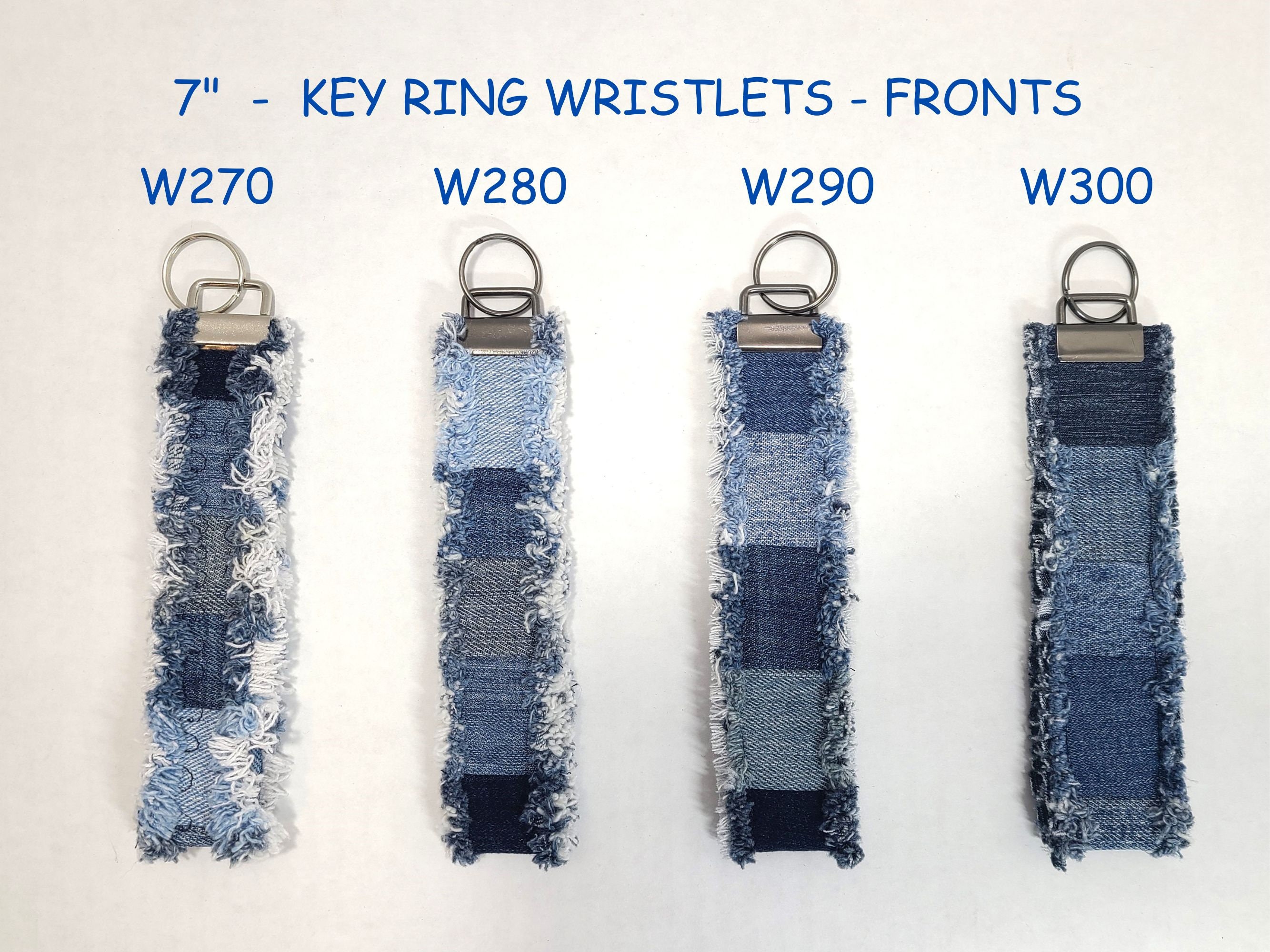 Denim Keyring Denim Rag Keyring Keychain Wristlet Wristlet Strap Frayed ...