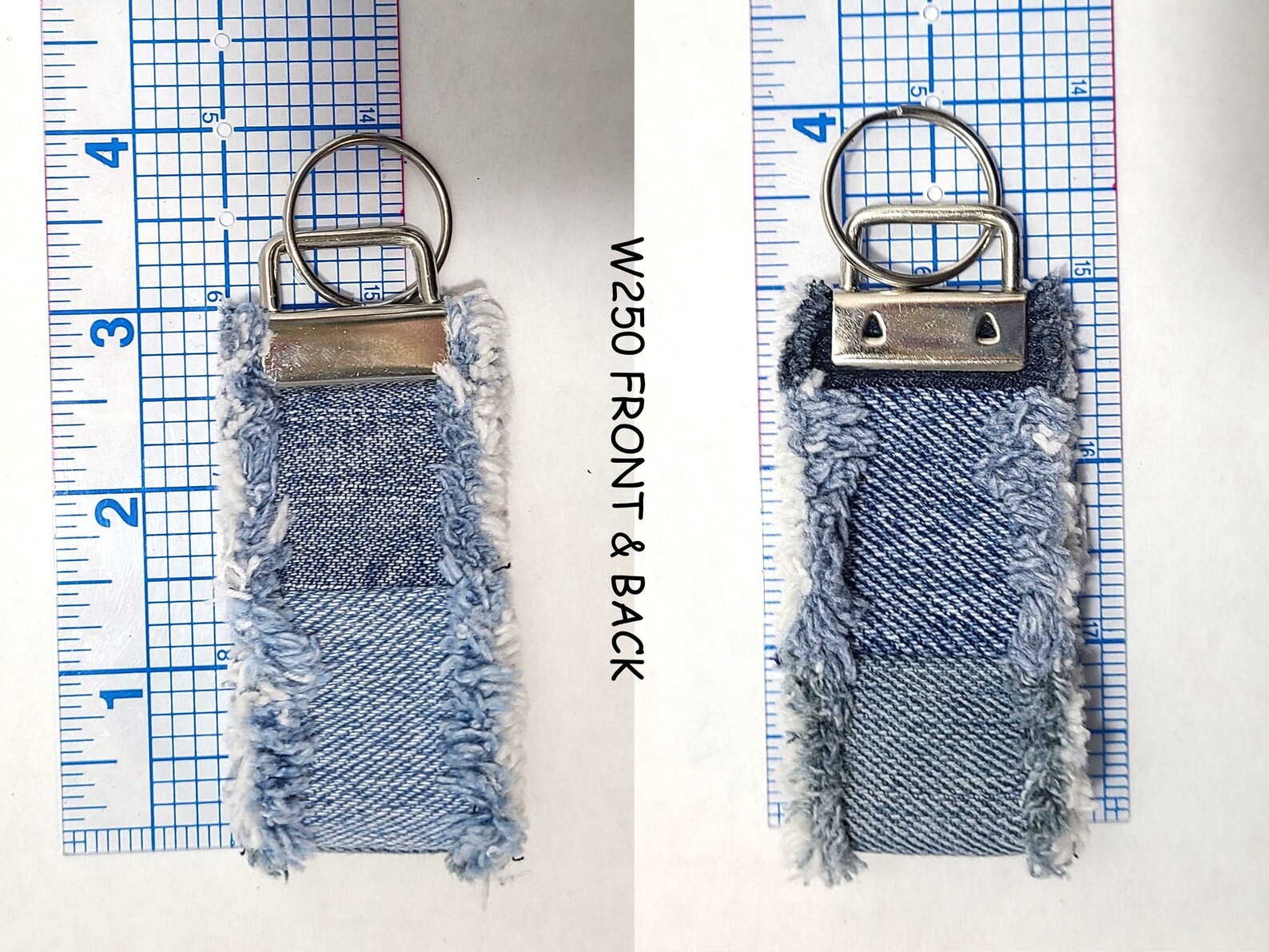 Denim Keyring Denim Rag Keyring Keychain Wristlet Wristlet Strap Frayed ...